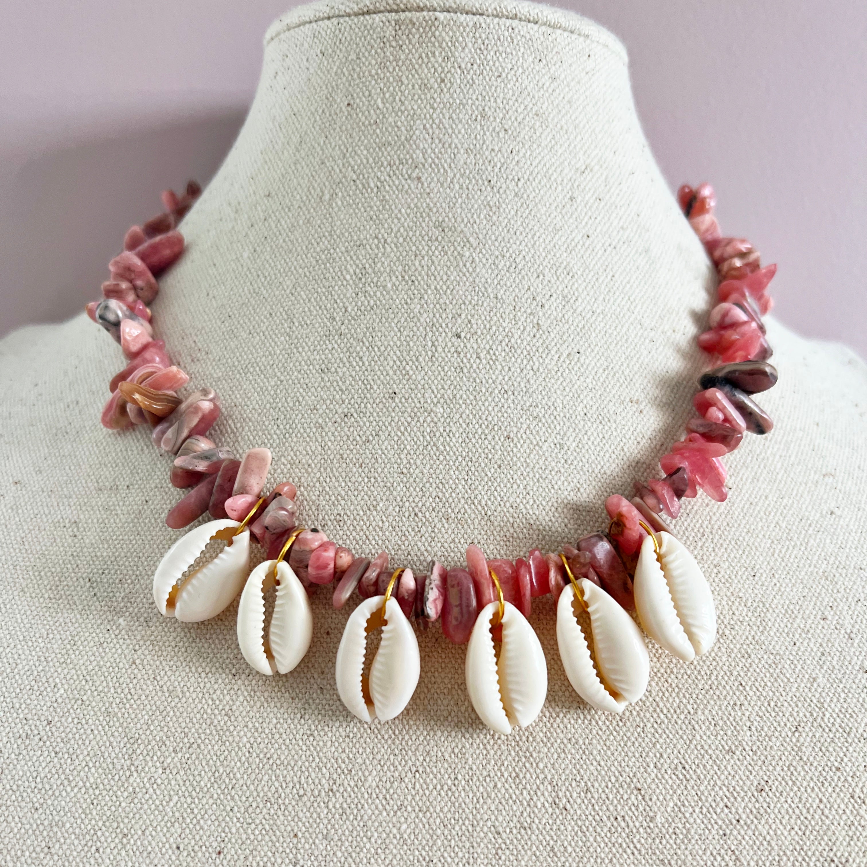 Rhodochrosite cowrie necklace – Amanda Cooley Designs